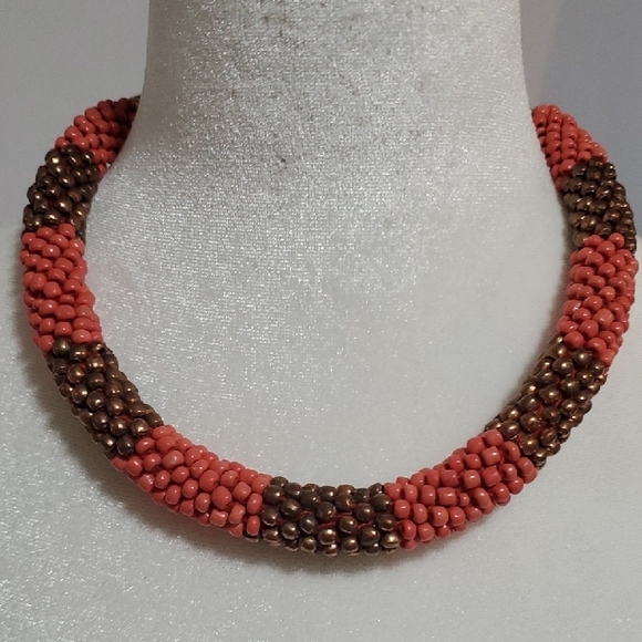 Robert Rose | Jewelry | Robert Rose Pink And Brown Beaded Necklace ...